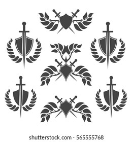 Set Abstract Shield Sword Icon Stock Vector (Royalty Free) 565555768 ...