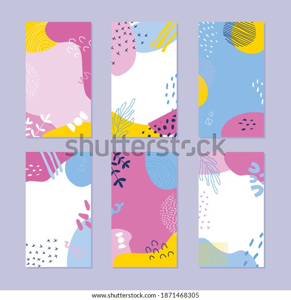 Set Abstract Story Backgrounds Hand Drawn Stock Vector (Royalty Free ...