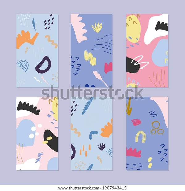 Set Abstract Story Backgrounds Hand Drawn Stock Vector (Royalty Free ...
