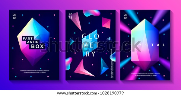 Set Abstract Trendy Cosmic Posters Crystal Stock Vector (Royalty Free ...