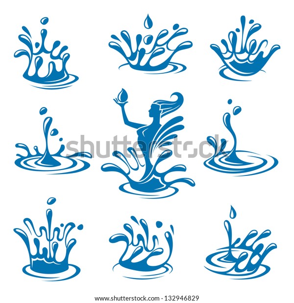 Set Abstract Waters Icons Stock Vector Royalty Free 132946829