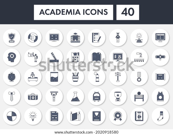 Set Academic Academia Icon Blue White Stock Vector (Royalty Free ...
