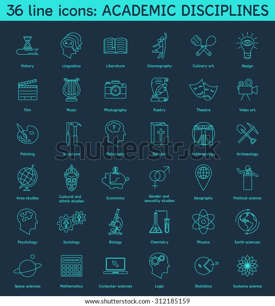 Set Academic Disciplines Icons Vector Eps8 Stock Vector (Royalty Free ...