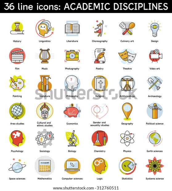 Set Academic Disciplines Icons Vector Eps8 스톡 벡터(로열티 프리) 312760511