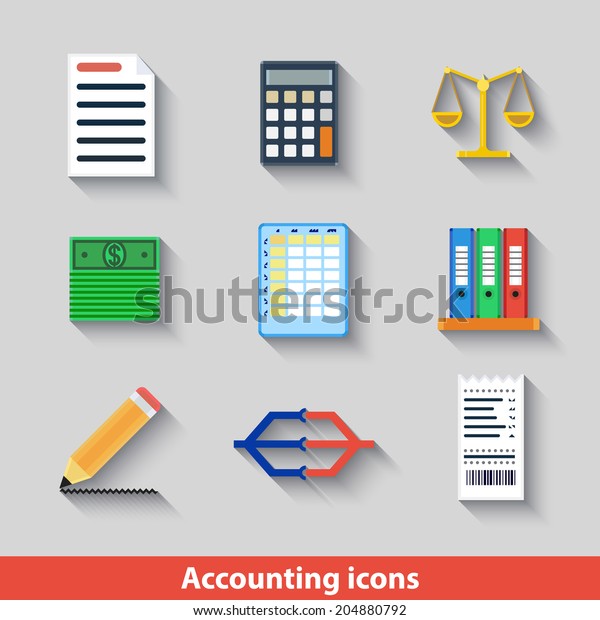 Set Accounting Icons Flat Geometrical Style Stock Vector (Royalty Free ...