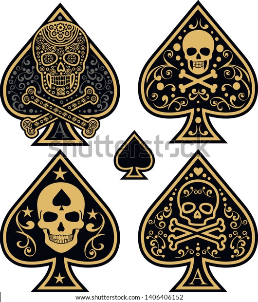 Set Ace Spades Skull Stock Vector (Royalty Free) 1406406152
