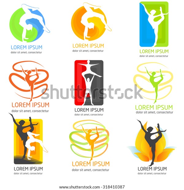 Set Acrobatics Logos Set Logos Gymnastics Stock Vector (Royalty Free ...