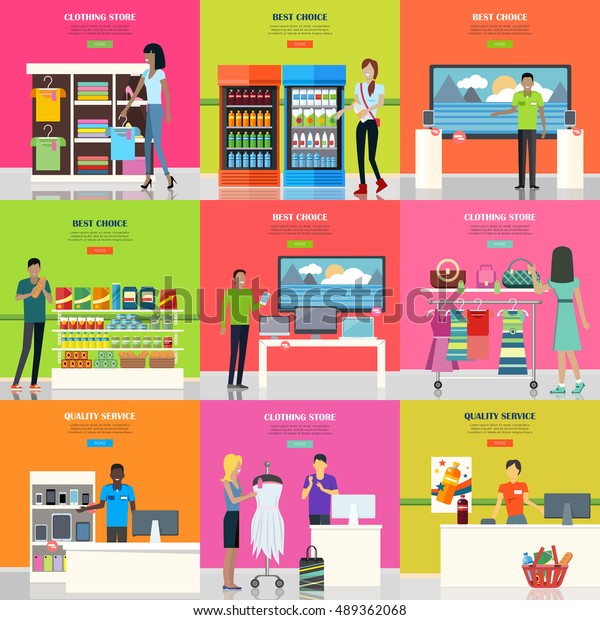 Set Advertisement Posters Shopping Banner Different Stock Vector ...