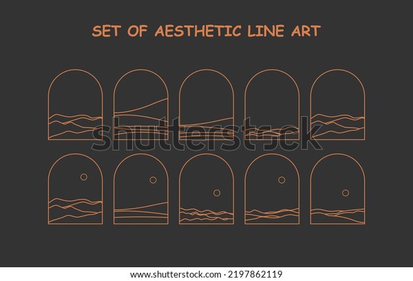 Set Aesthetic Line Art Stock Vector (Royalty Free) 2197862119 ...