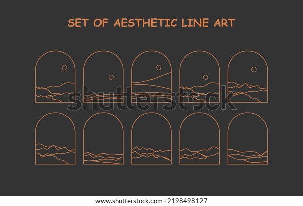 Set Aesthetic Line Art Stock Vector (Royalty Free) 2198498127 ...