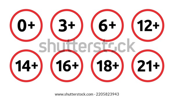 Set Age Limit Signs Age Restriction Stock Vector (Royalty Free ...
