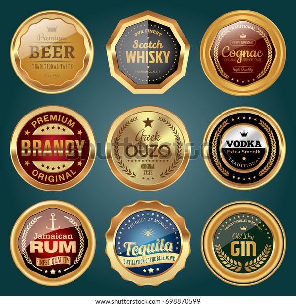 Set Alcoholic Drink Badges Stock Vector (Royalty Free) 698870599 ...