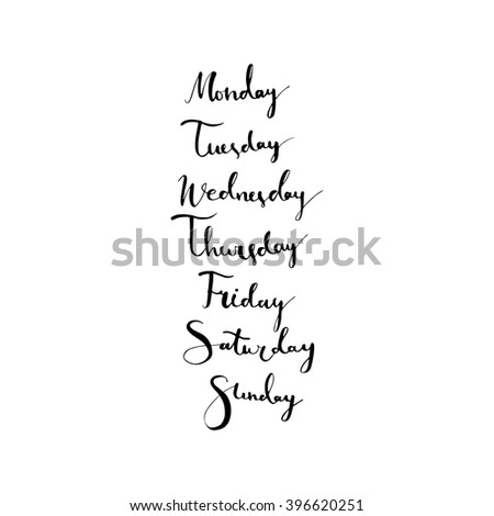 Set All Seven Weekdays Cute Hand Vector de stock (libre de regalías ...