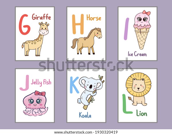 Set Alphabet Flash Card Design Illustration: стоковая векторная графика ...