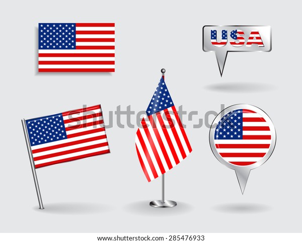 Set American Pin Icon Map Pointer Stock Vector (Royalty Free) 285476933 ...