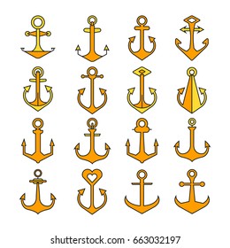 Set Anchor Icons Stock Vector (Royalty Free) 663032197 | Shutterstock