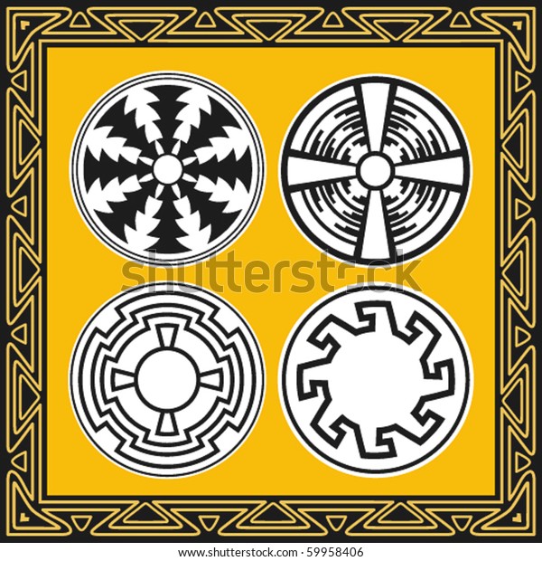 Set Ancient American Indian Patterns Stock Vector (Royalty Free ...