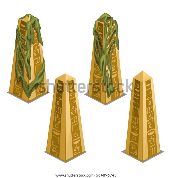 Set Ancient Egyptian Golden Obelisks Temple Stock Vector (Royalty Free ...