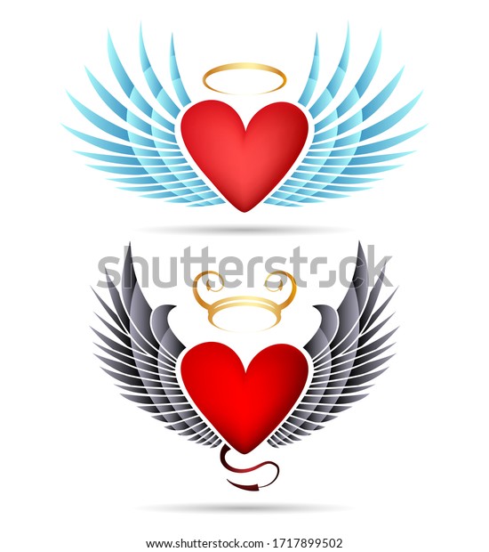 Set Angel Demon Hearts Wings Vector Stock Vector (Royalty Free ...