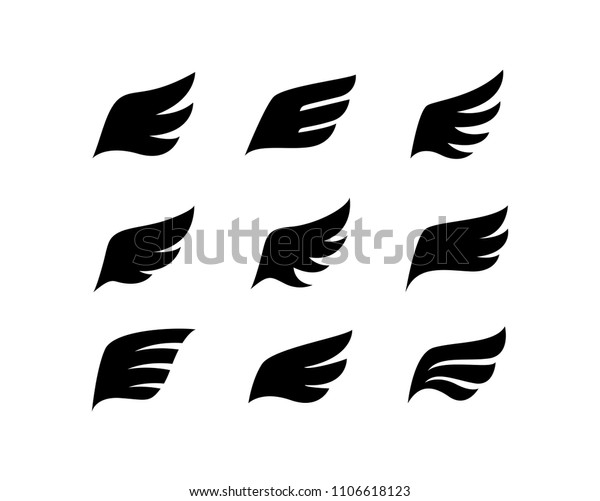 Set Angel Wings Bird Fly Symbol Stock Vector (Royalty Free) 1106618123 ...