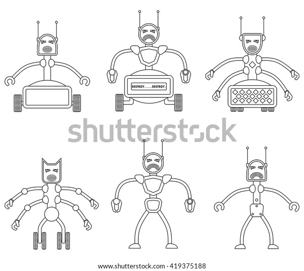 Set Angry Evil Robots Future Vicious Stock Vector (Royalty Free ...