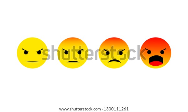 Set Angry Mad Scream Emoticon Icon Stock Vector (Royalty Free ...