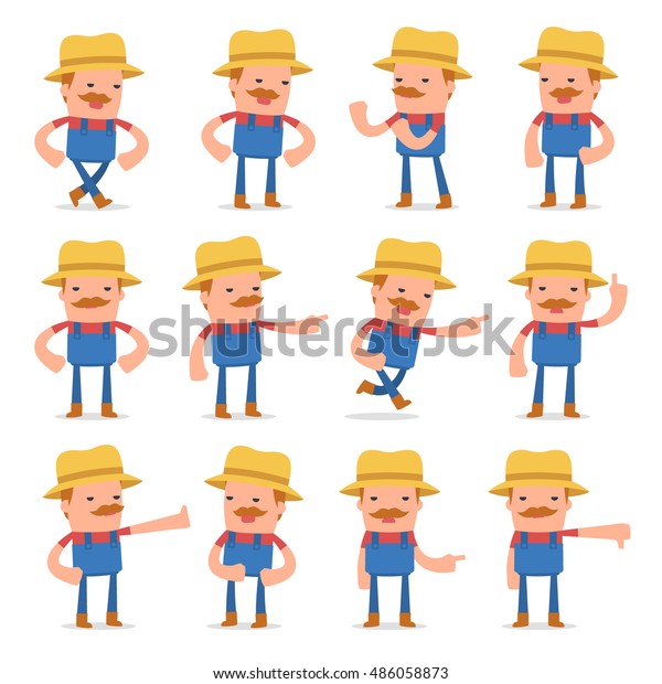 Set Angry Wrathful Character Farmer Abuses Stock Vector (Royalty Free ...
