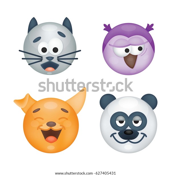 Set Animal Emoticons Vector Illustration Stock Vector (Royalty Free ...