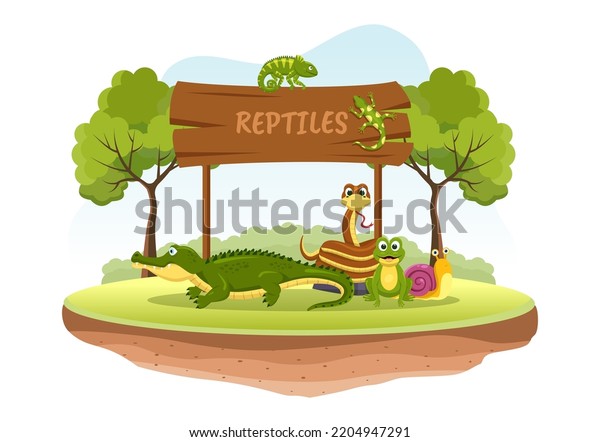 Set Animal Reptile Template Hand Drawn Stock Vector (Royalty Free ...