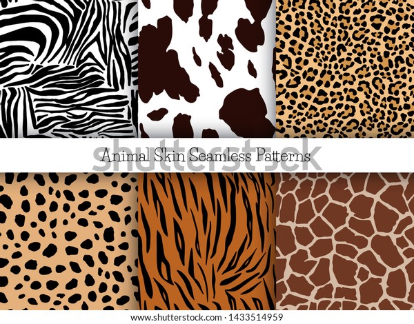 Set Animal Seamless Prints Vector Illustration Stock Vector (Royalty ...