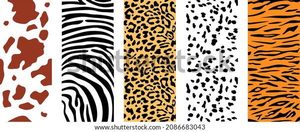 Set Animal Skin Textures Vertical Vector Stock Vector (Royalty Free ...