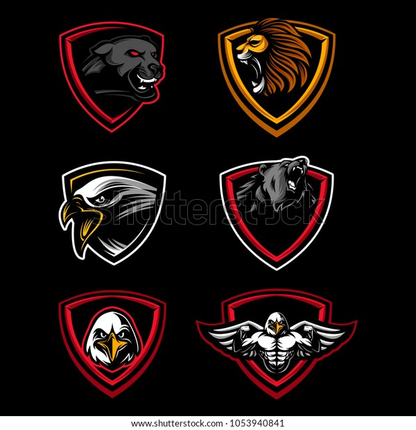 Set Animal Sport Vector Logo Emblems Stock Vector (Royalty Free) 1053940841