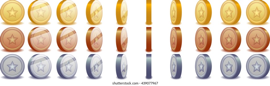 Set Animated Spinning Coins Game Stock Vector (Royalty Free) 439077967