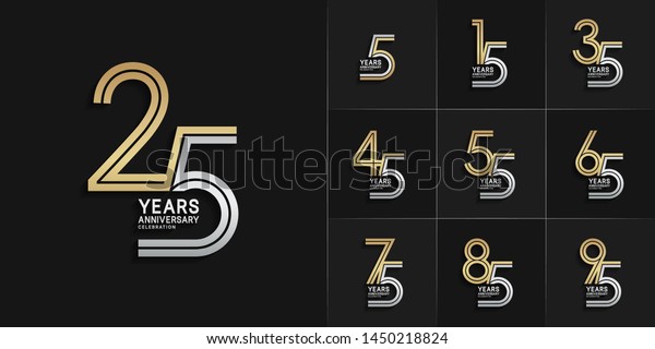 Set Anniversary Logotype Multiple Line Style Stock Vector (Royalty Free ...