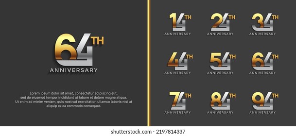 Set Anniversary Logotype Silver Gold Color Stock Vector (Royalty Free ...
