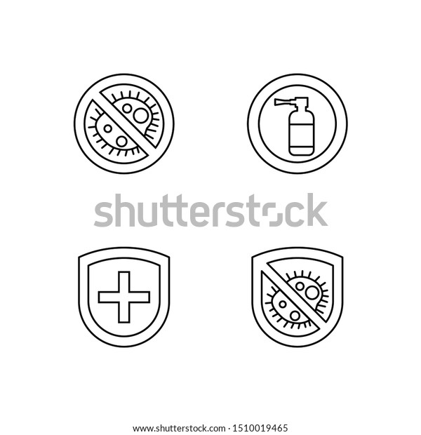 Set Anti Bacterial Line Icon Design 스톡 벡터(로열티 프리) 1510019465
