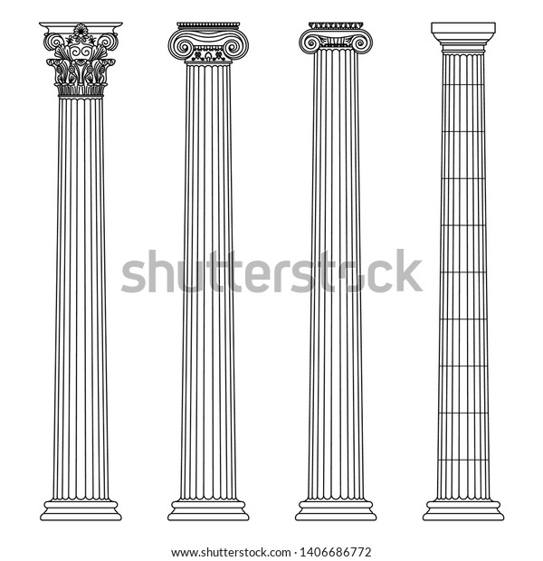 Set Antique Greek Historical Columns Ionic Stock Vector (Royalty Free ...