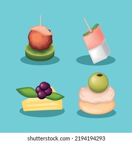 Set Appetizers Food Design Stock Vector (Royalty Free) 2194194293 ...