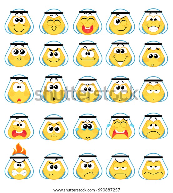 Set Arabic Khaliji Emoticons Smile Icons Stock Vector (Royalty Free ...