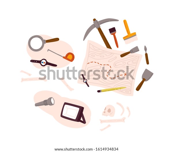 Set Archeology Equipment Icon Digging Out Stock Vector (Royalty Free ...