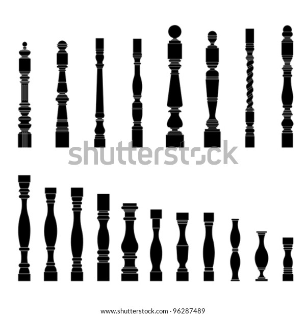Set Architectural Element Balustrade Isolated On Stock Vector (Royalty ...