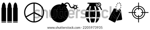 Set Army Military Icon Set Vector Stock Vector (Royalty Free ...