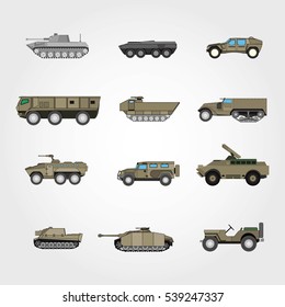 Set Army Vehicle Vector Illustration Stock Vector (Royalty Free ...