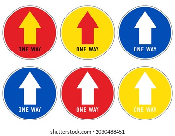 Set Arrow One Way Sign Direction Stock Vector (Royalty Free) 2030488451 ...