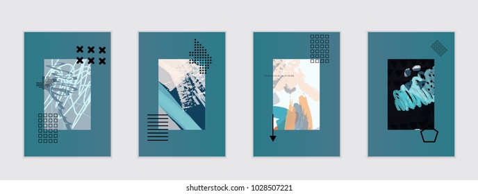 Set Artistic Abstract Universal Card Templates Stock Vector (Royalty ...