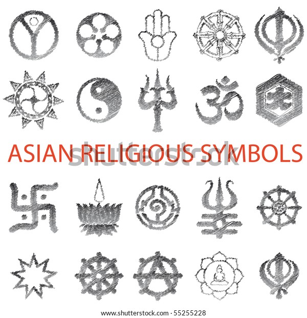 Set Asian Symbols Vector Pencil Scribble Stock Vector (Royalty Free ...