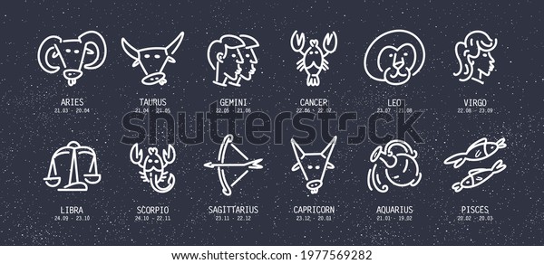 Set Astrological Zodiac Symbols Horoscope Zodiac Stock Vector Royalty