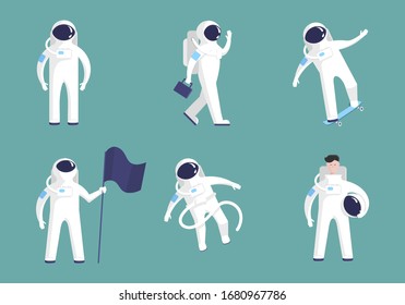Set Astronauts Vector Illustration Isolated Stock Vector (Royalty Free ...