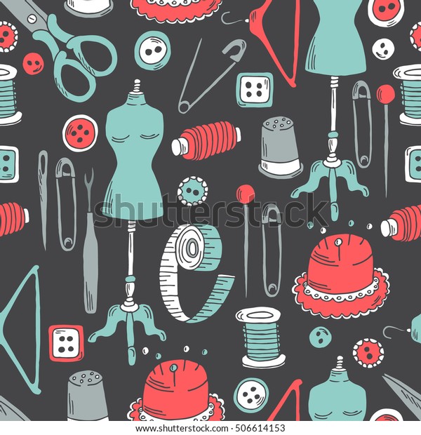 Set Atelier Icons Hand Drawn Seamless Stock Vector (Royalty Free) 506614153