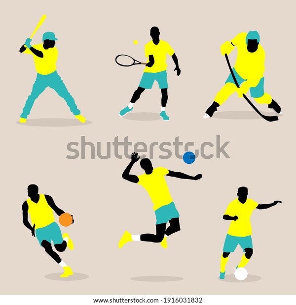 Set Athletes Playing Sports Vector Stock Vector (Royalty Free ...